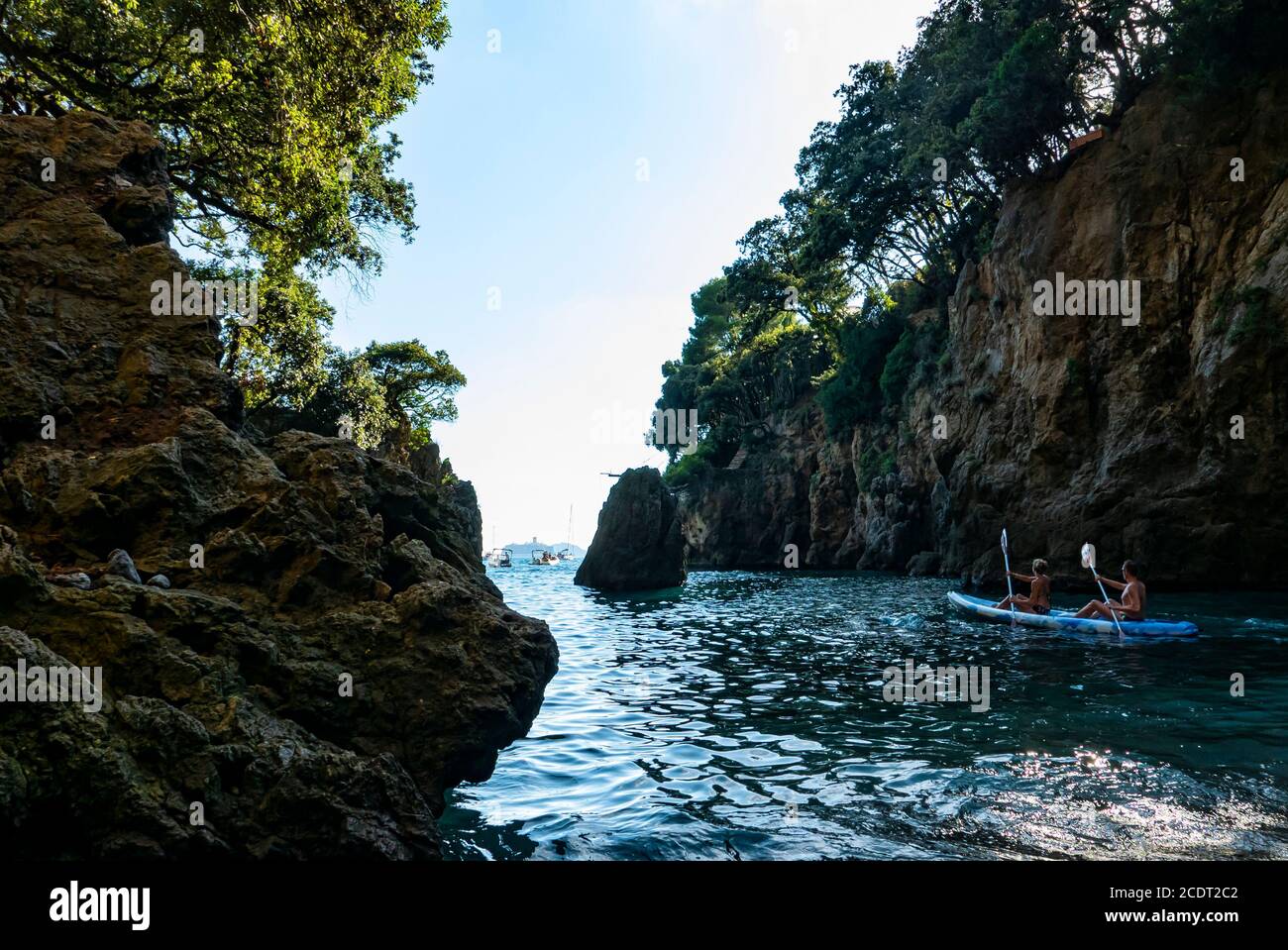 Canoeing in the beach of Caletta in Lerici Stock Photo - Alamy