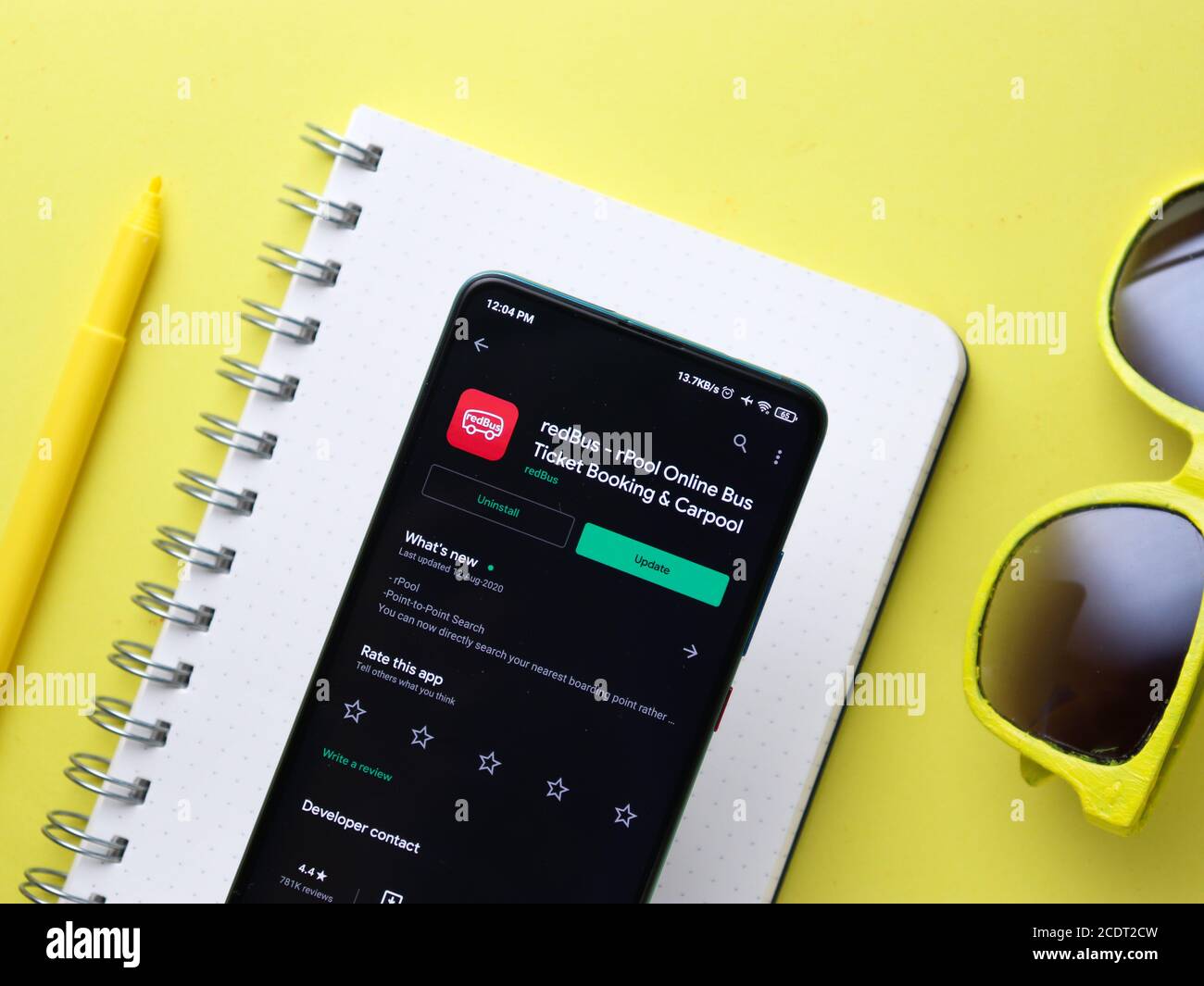 Assam, india - August 22, 2020 : Redbus logo on phone screen stock ...