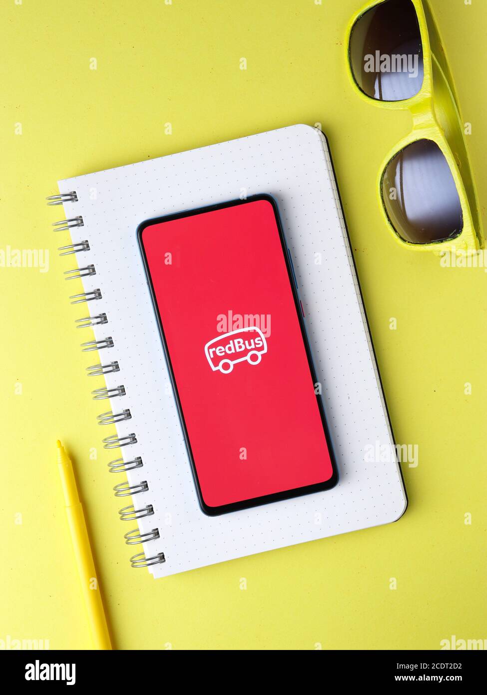 Assam, india - August 22, 2020 : Redbus logo on phone screen stock ...