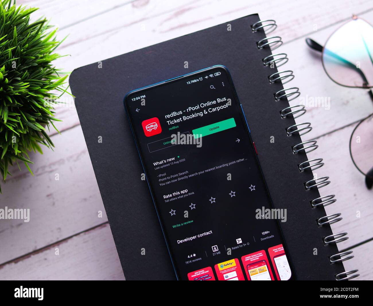 Assam, india - August 22, 2020 : Redbus logo on phone screen stock ...