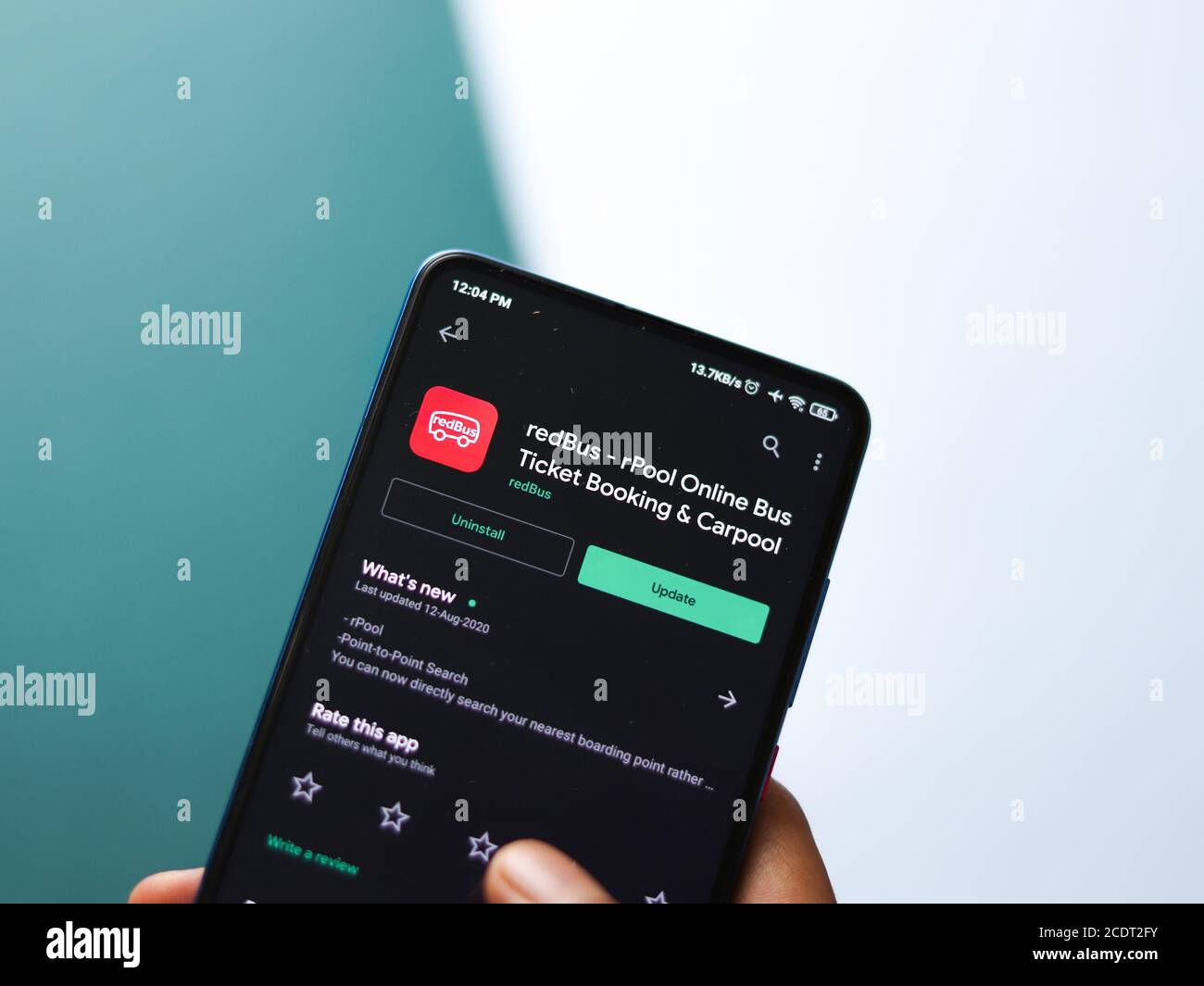 Assam, india - August 22, 2020 : Redbus logo on phone screen stock ...