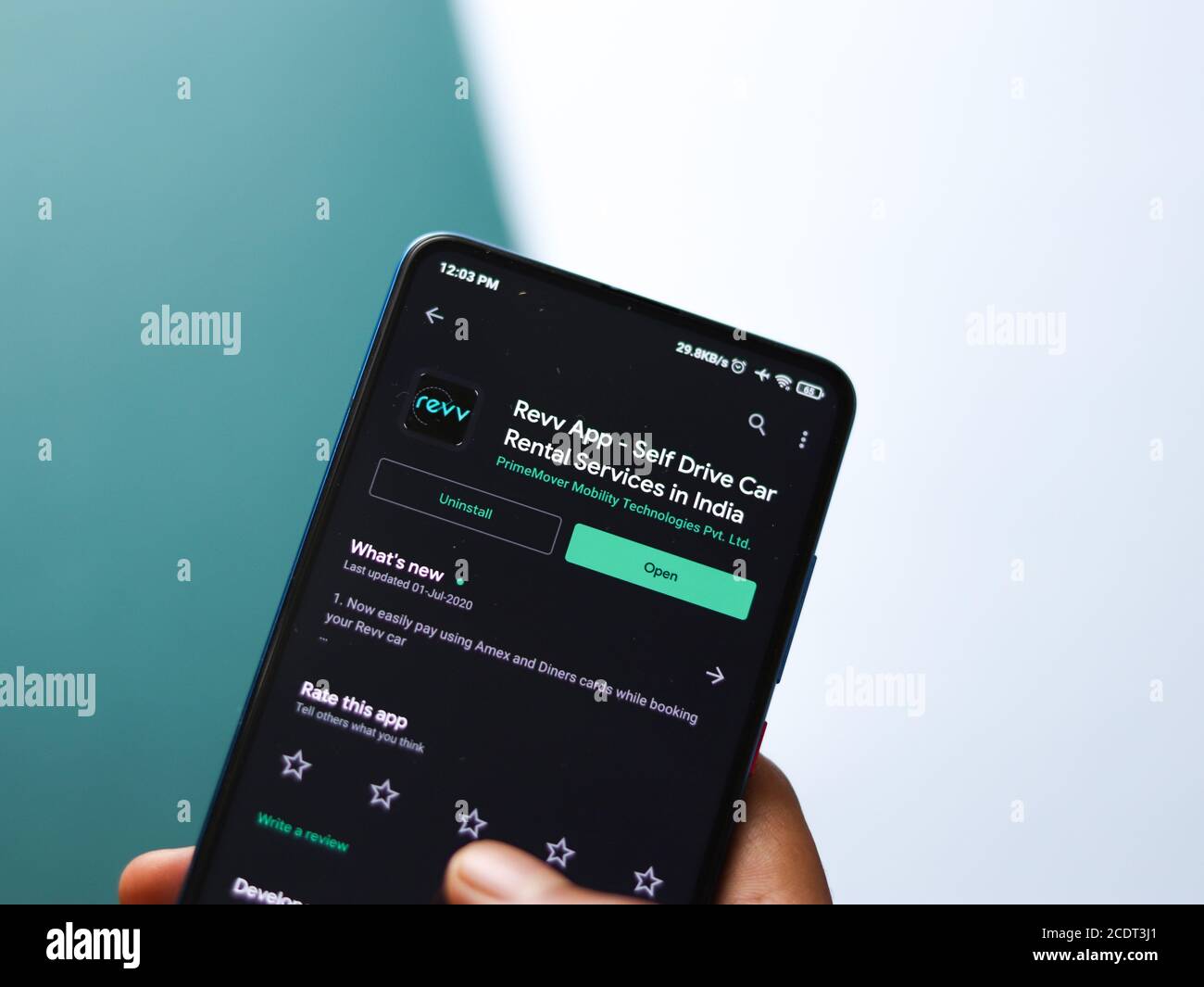 Assam, india - August 22, 2020 : Revv logo on phone screen stock image ...
