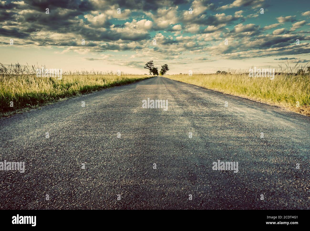 Empty straight long asphalt road. Concepts of travel, adventure ...