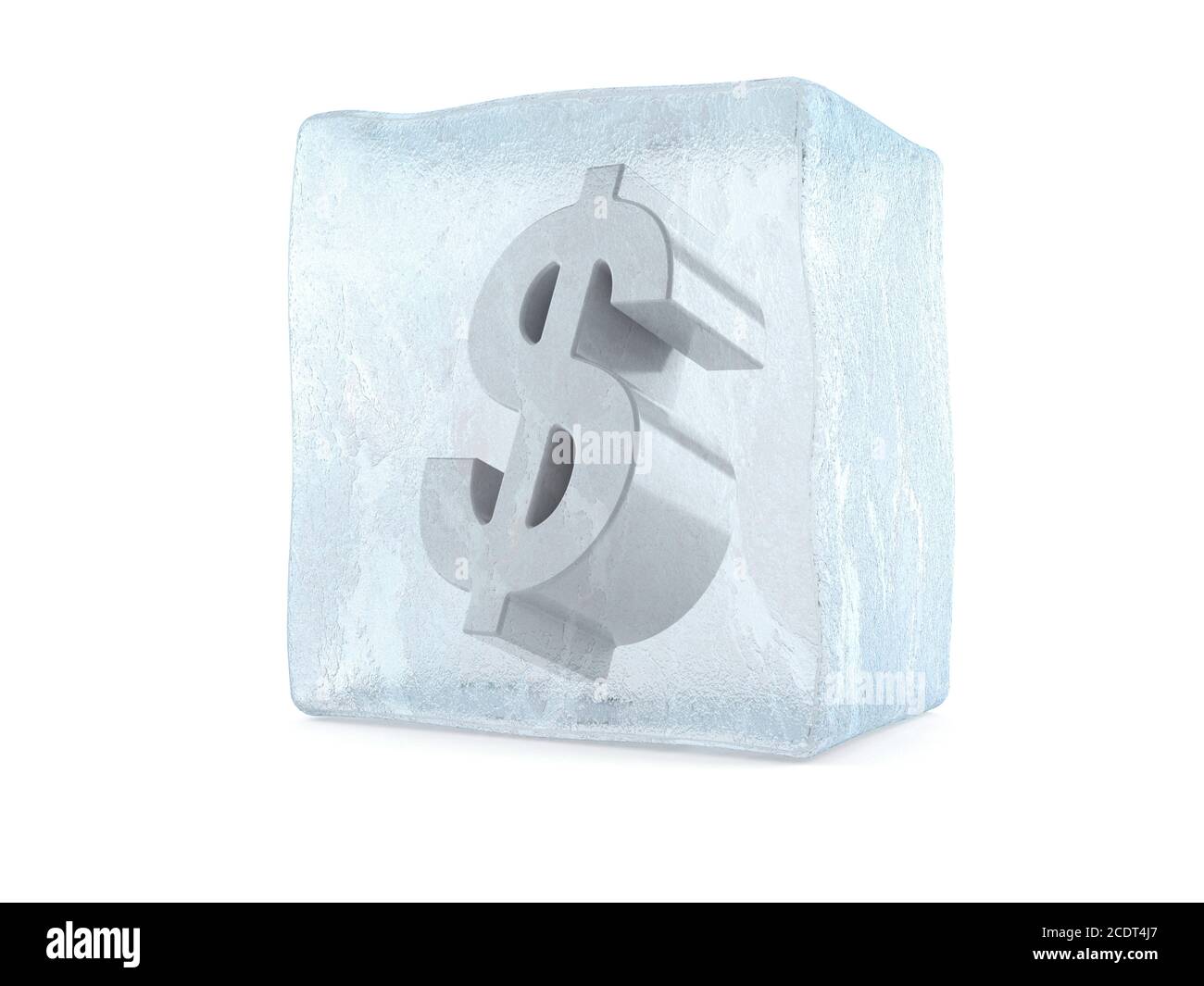 Dollar in ice cube isolated on white background Stock Photo - Alamy