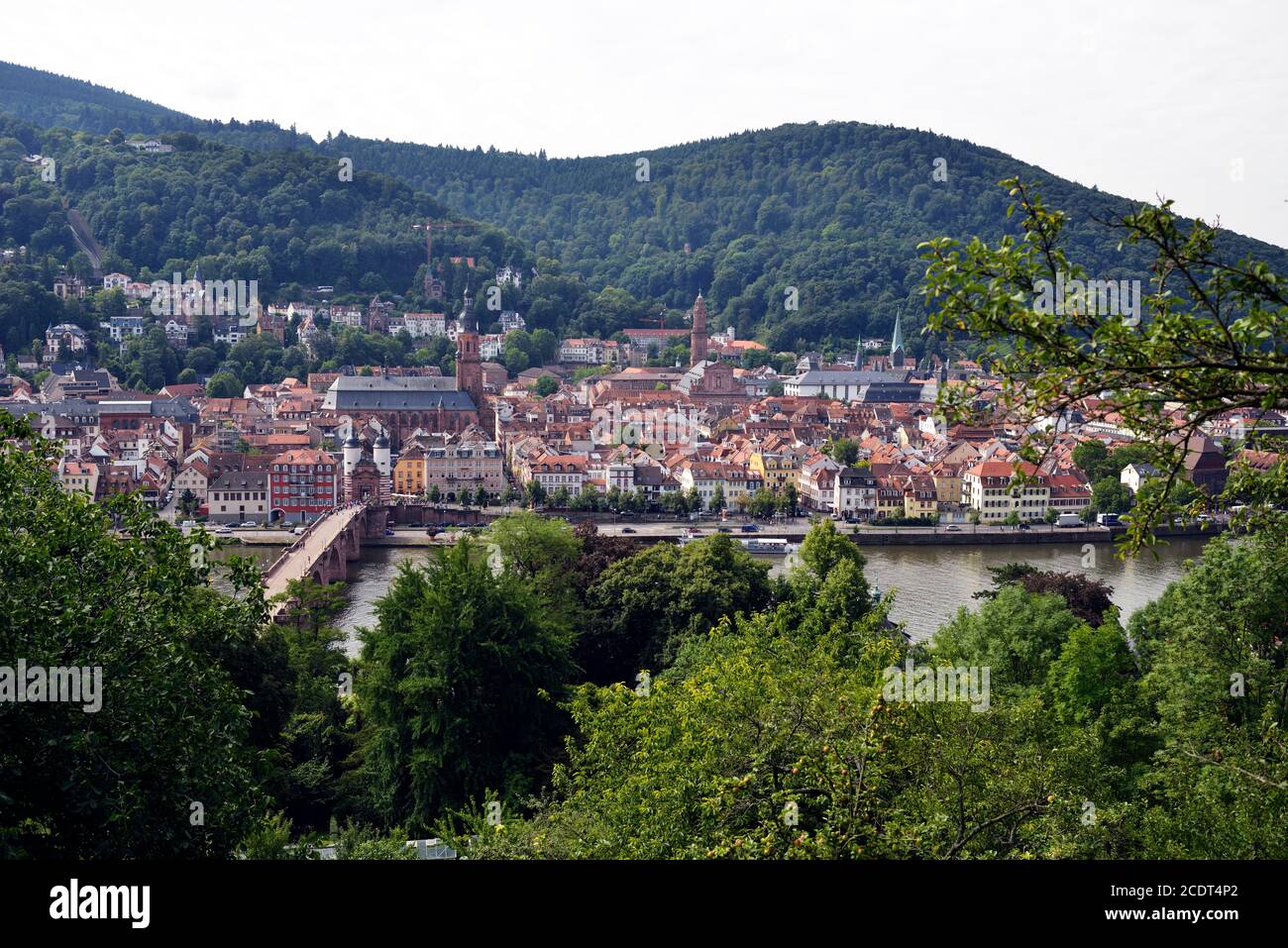 A bridge over the Neckar River in central Heidelberg as seen from the ...