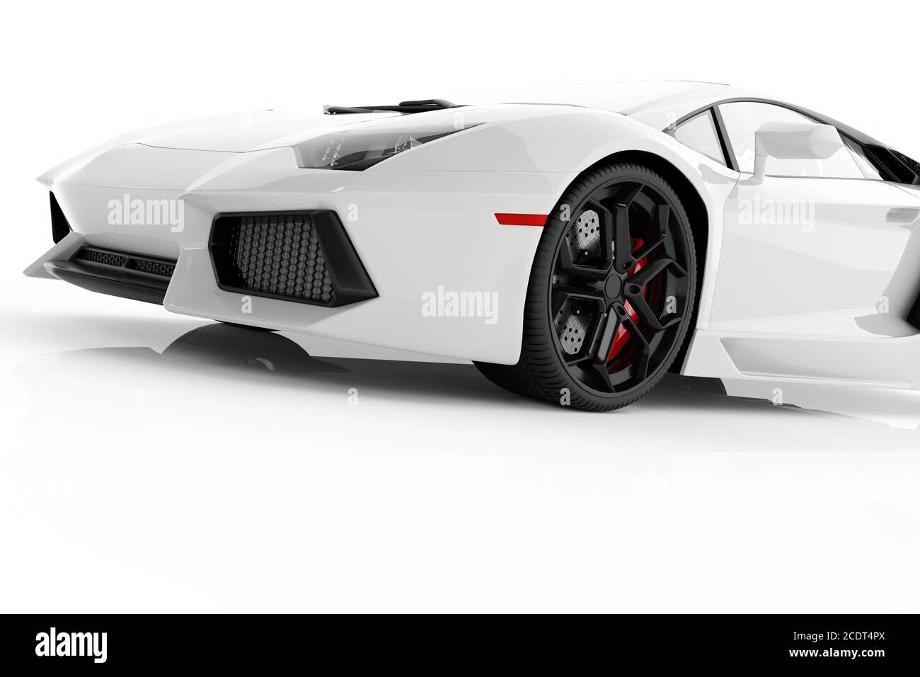 White metallic fast sports car on white background studio. Shiny, new ...