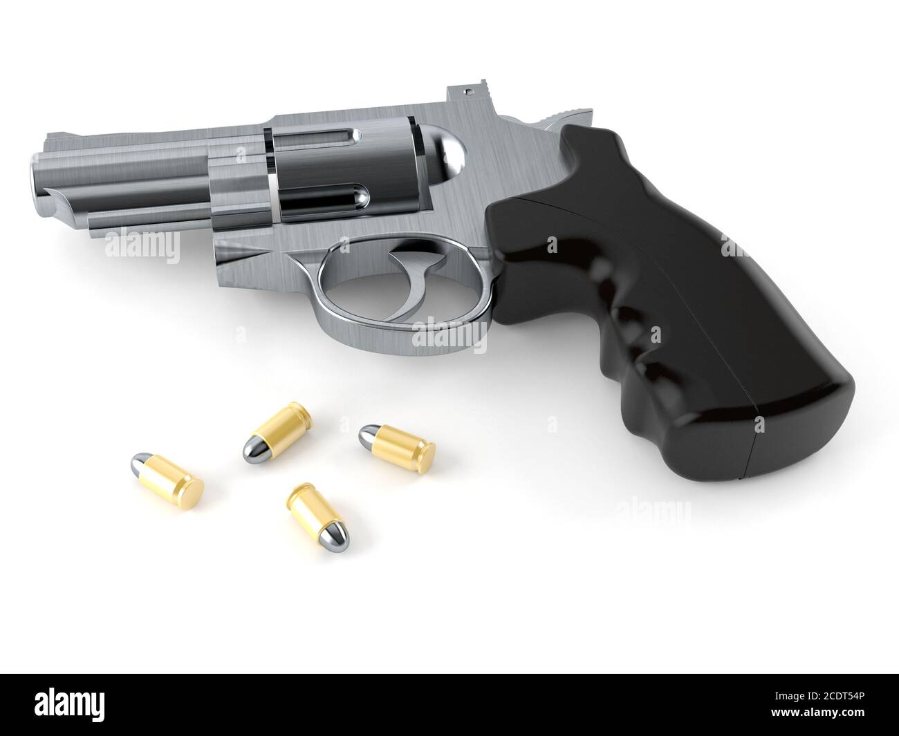 Gun with ammunition isolated on white background Stock Photo - Alamy