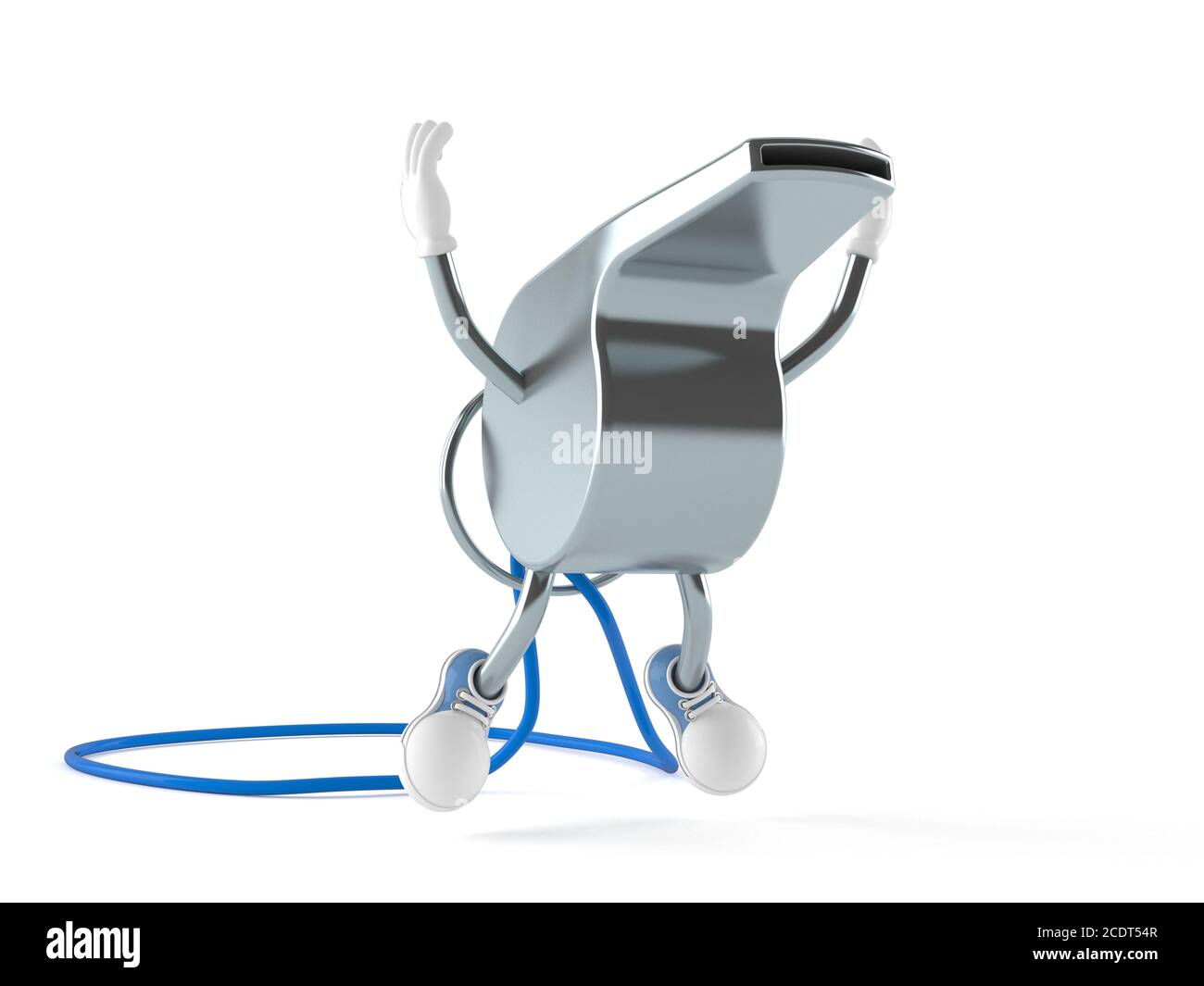 Whistle character jumping on white background Stock Photo - Alamy