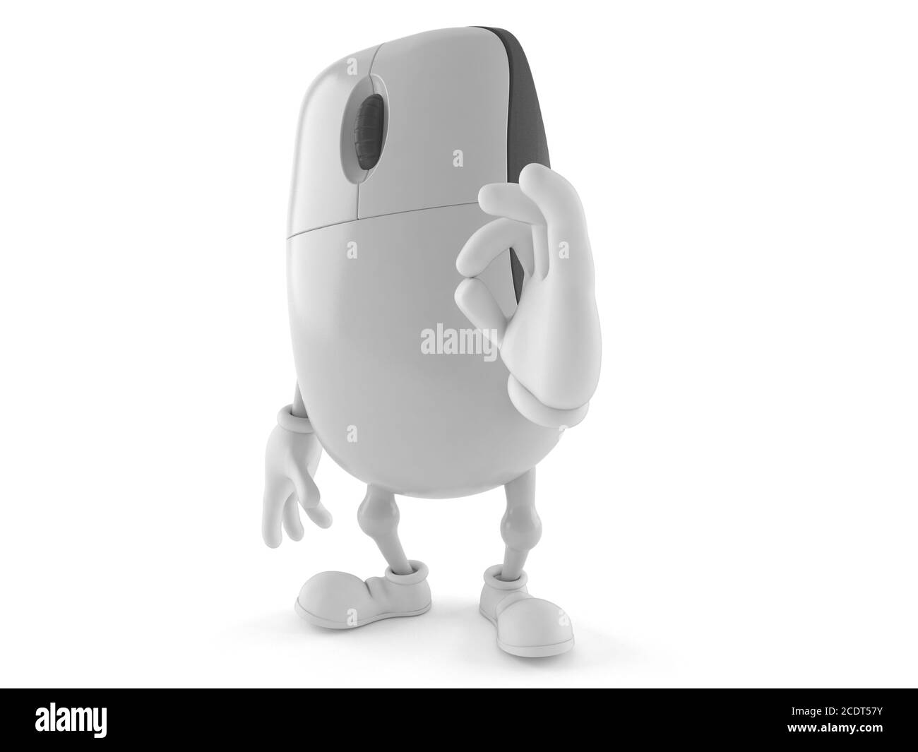 Computer mouse character with ok gesture isolated on white background ...