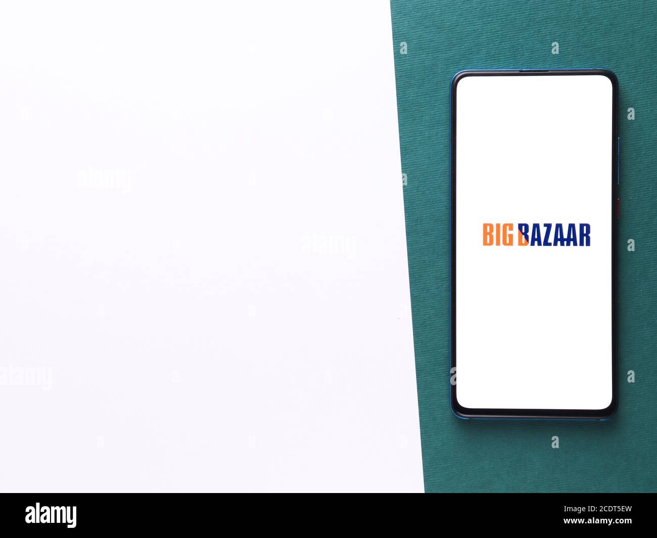 Assam, india - August 27, 2020 : Big bazaar logo on phone screen stock ...