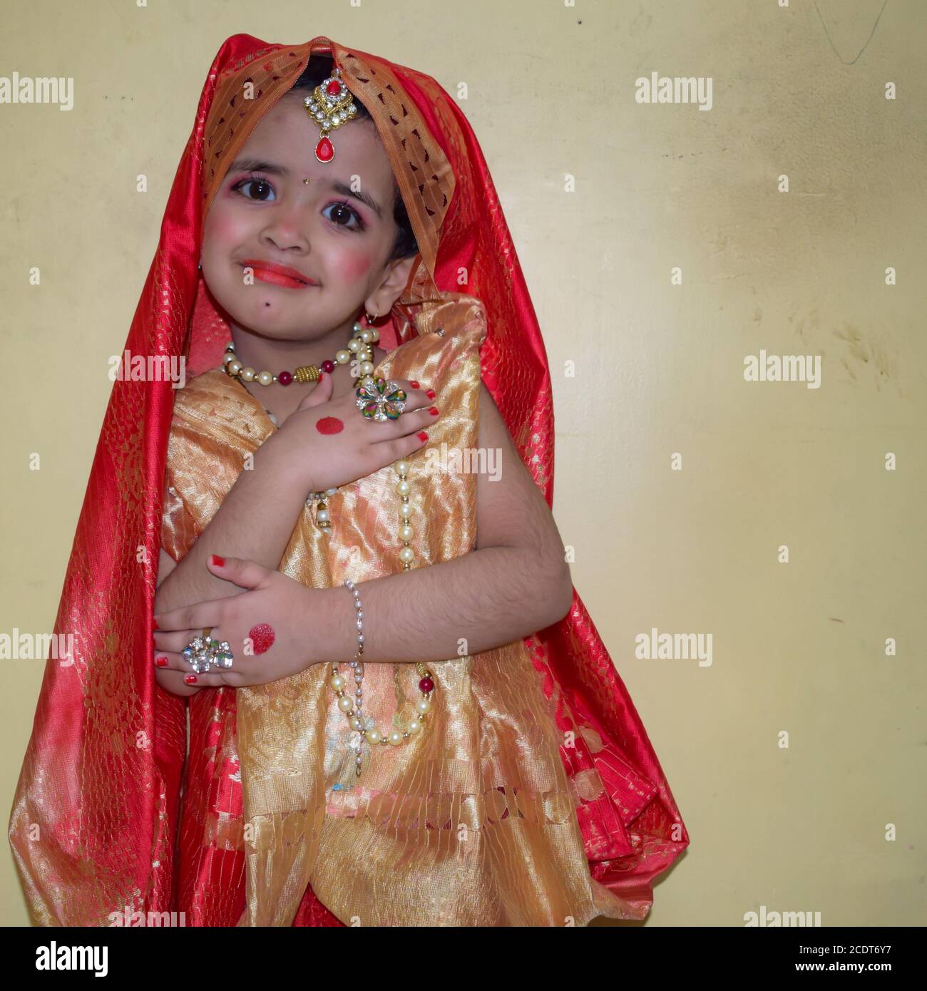 Cute Indian Kid dressed up as little Lord Radha on the occasion of ...