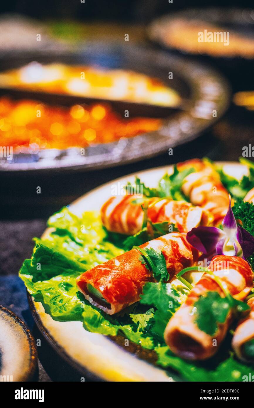chinese hotpot in two soups Stock Photo - Alamy