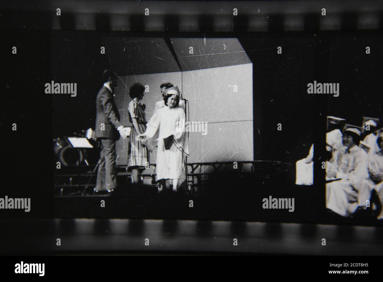Fine 1970s vintage black and white photography of a commencement ...