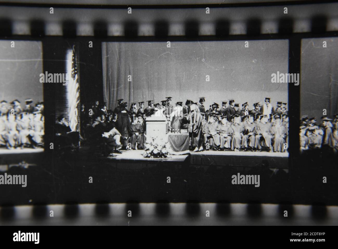 Fine 1970s vintage black and white photography of a commencement ...
