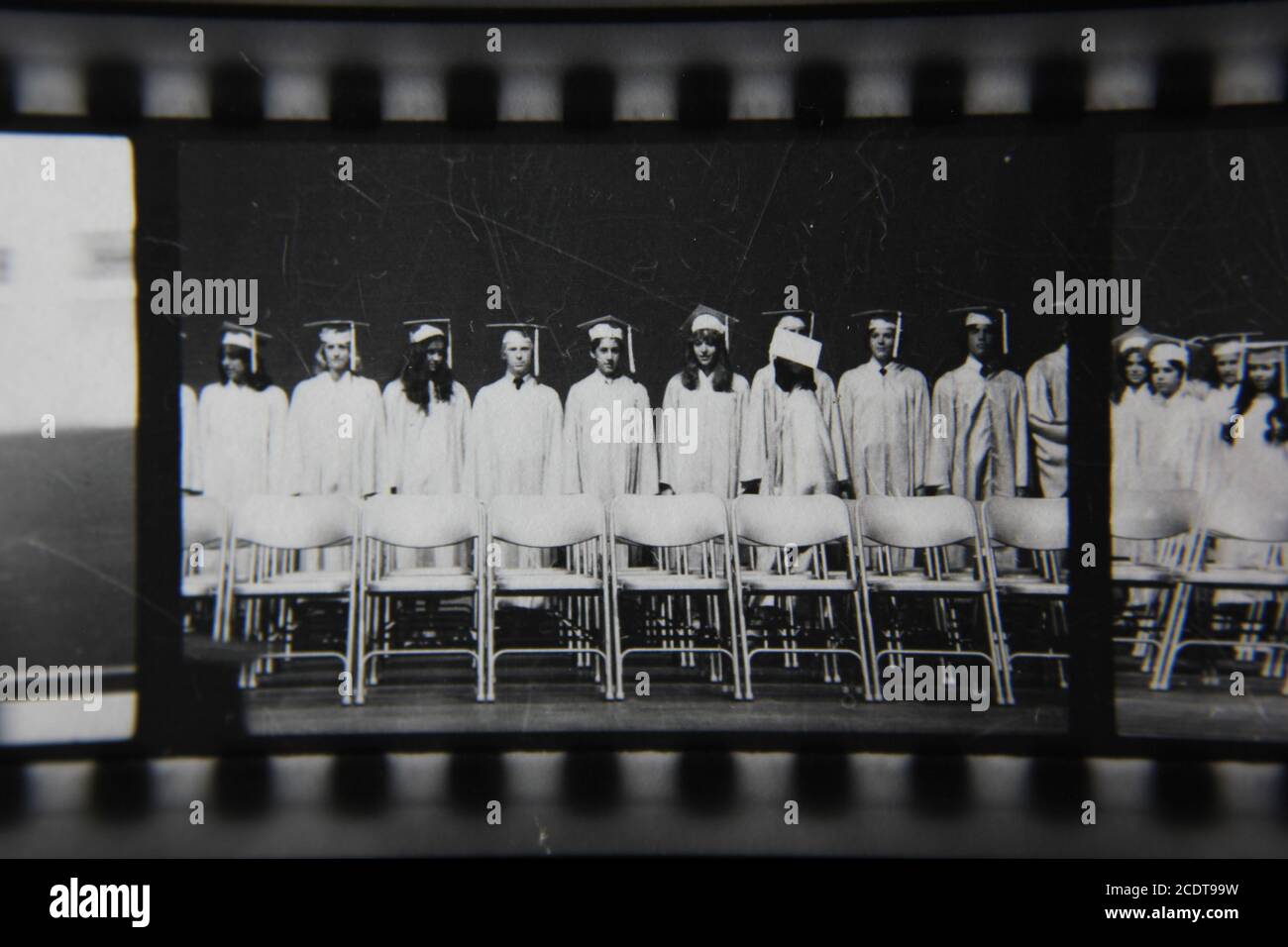 Fine 1970s vintage black and white photography of a commencement ...