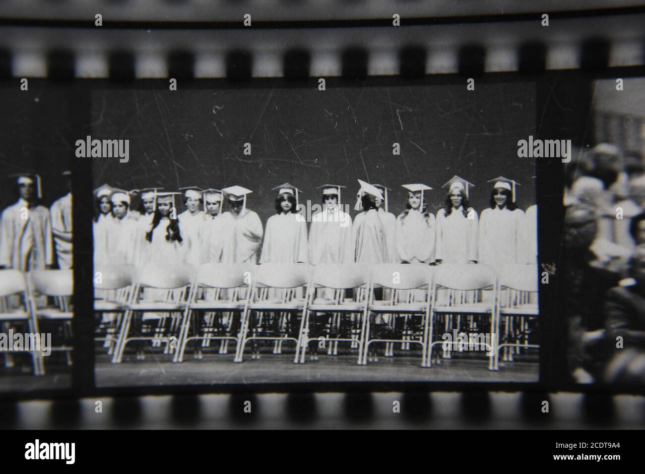 Fine 1970s vintage black and white photography of a commencement ...