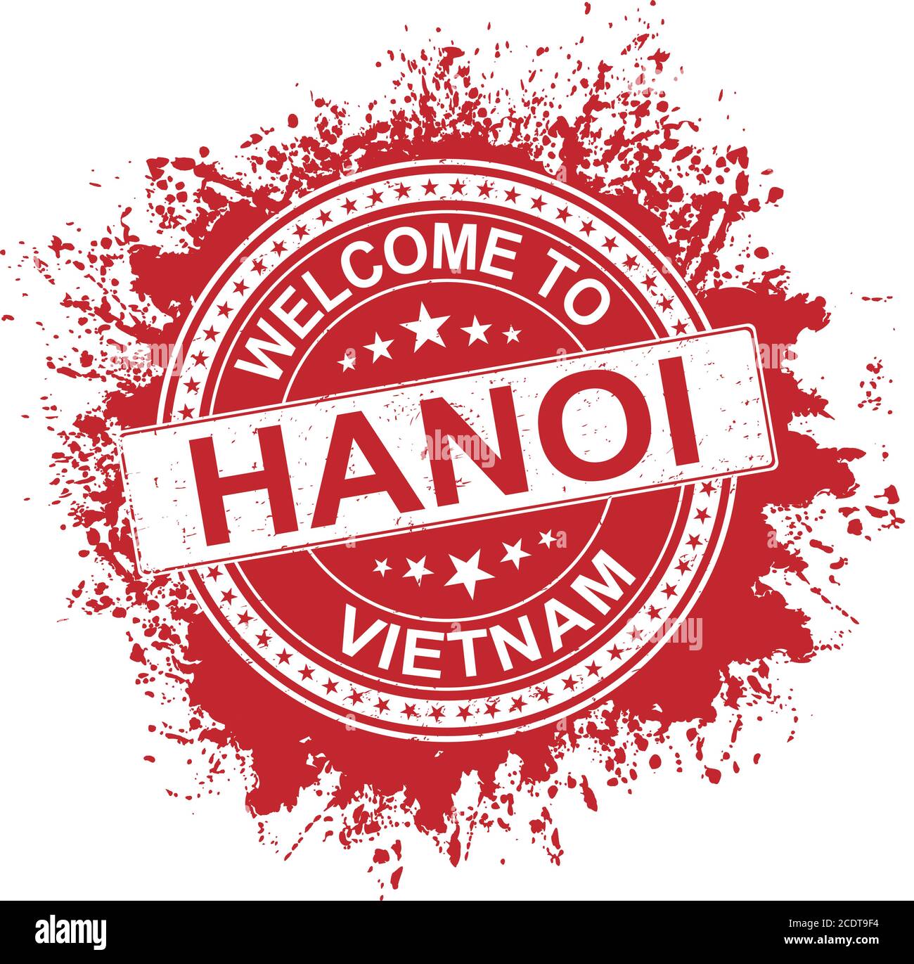 red welcome to Hanoi. stamp. splash on white background Stock Vector ...