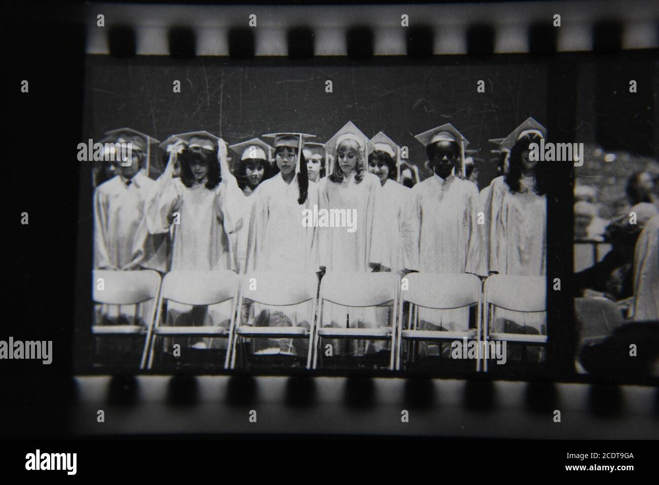 Fine 1970s vintage black and white photography of a commencement ...
