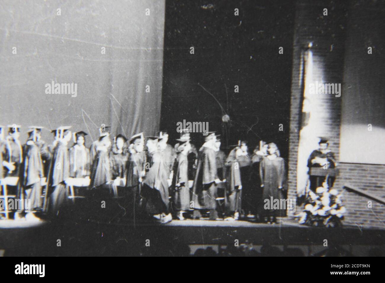 Fine 1970s vintage black and white photography of a commencement ...