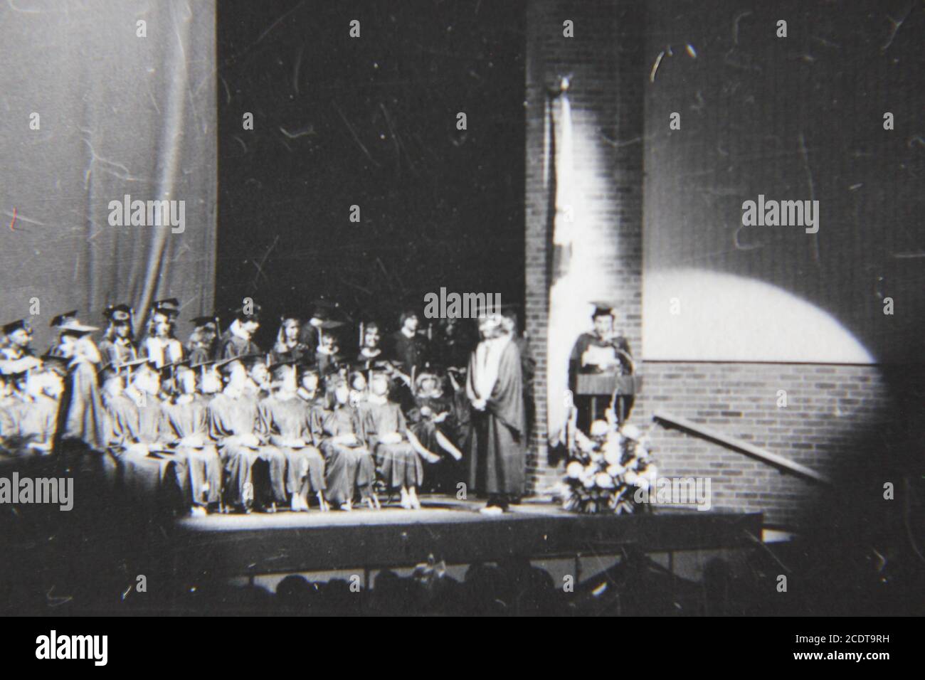 Fine 1970s vintage black and white photography of a commencement ...