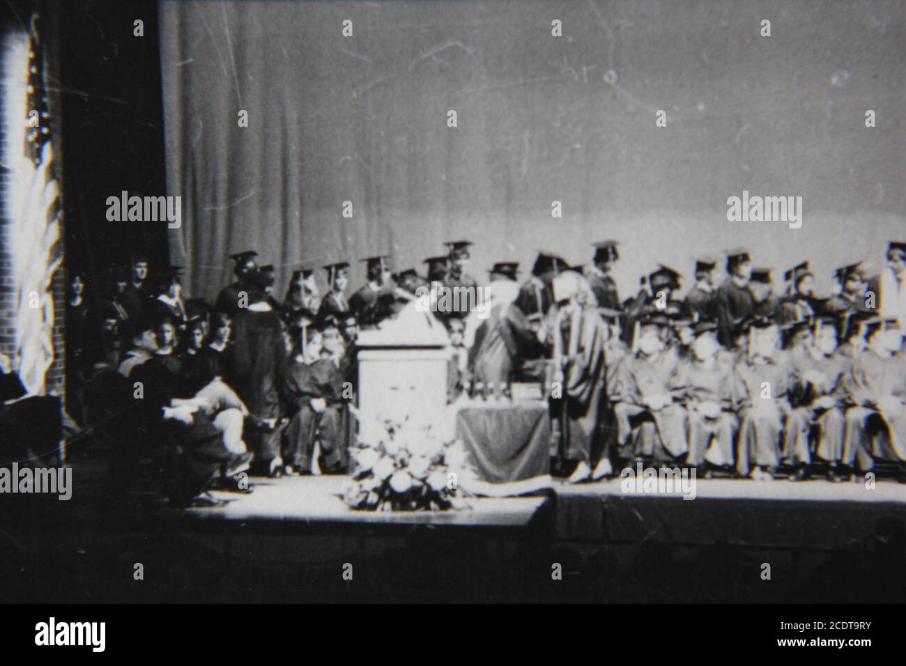 Fine 1970s vintage black and white photography of a commencement ...