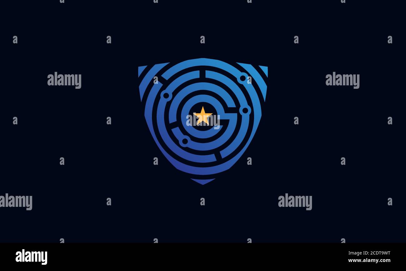 fingerprint tech shield security guard logo design Stock Vector Image ...