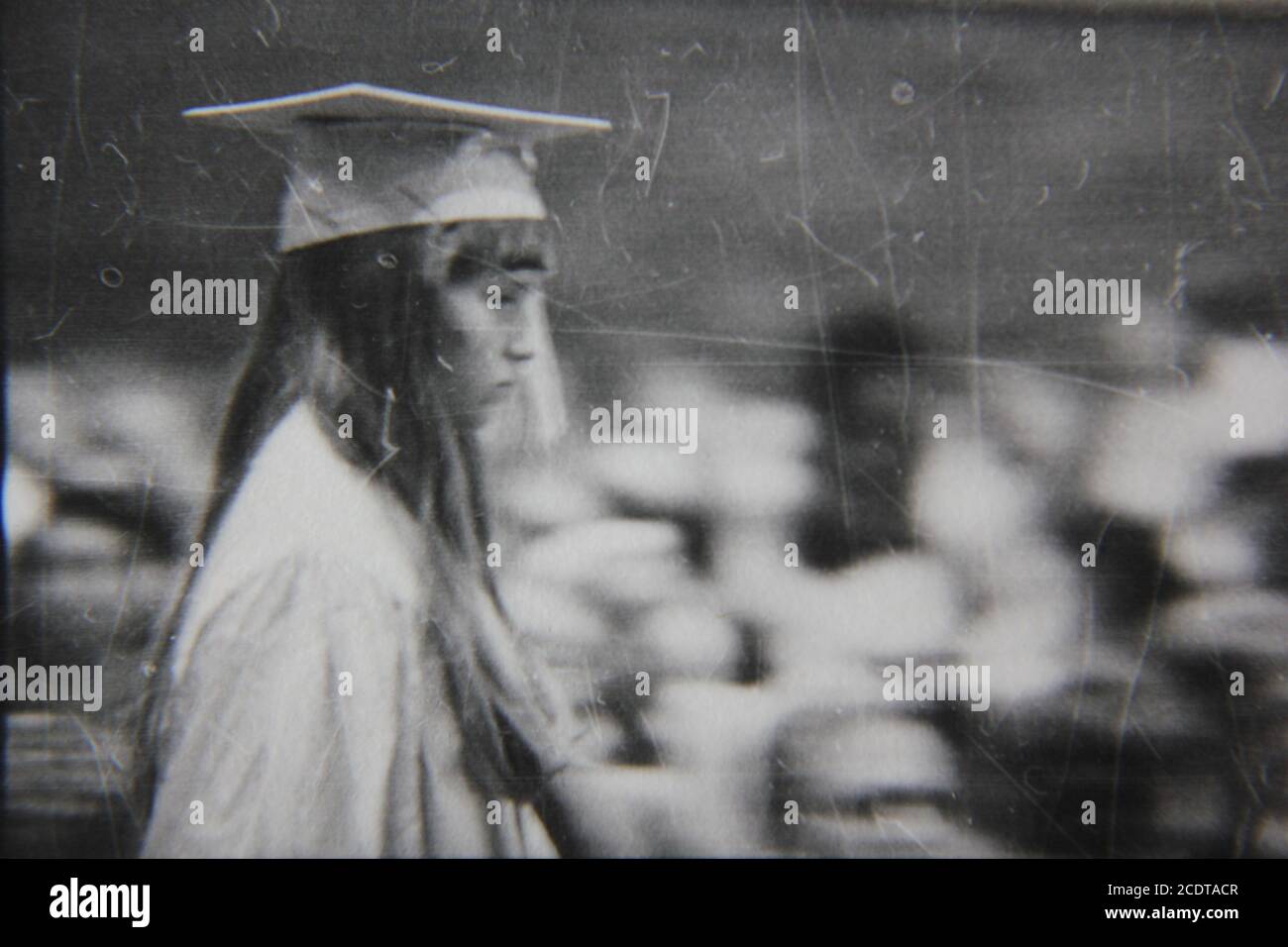 Fine 1970s vintage black and white photography of a commencement ...
