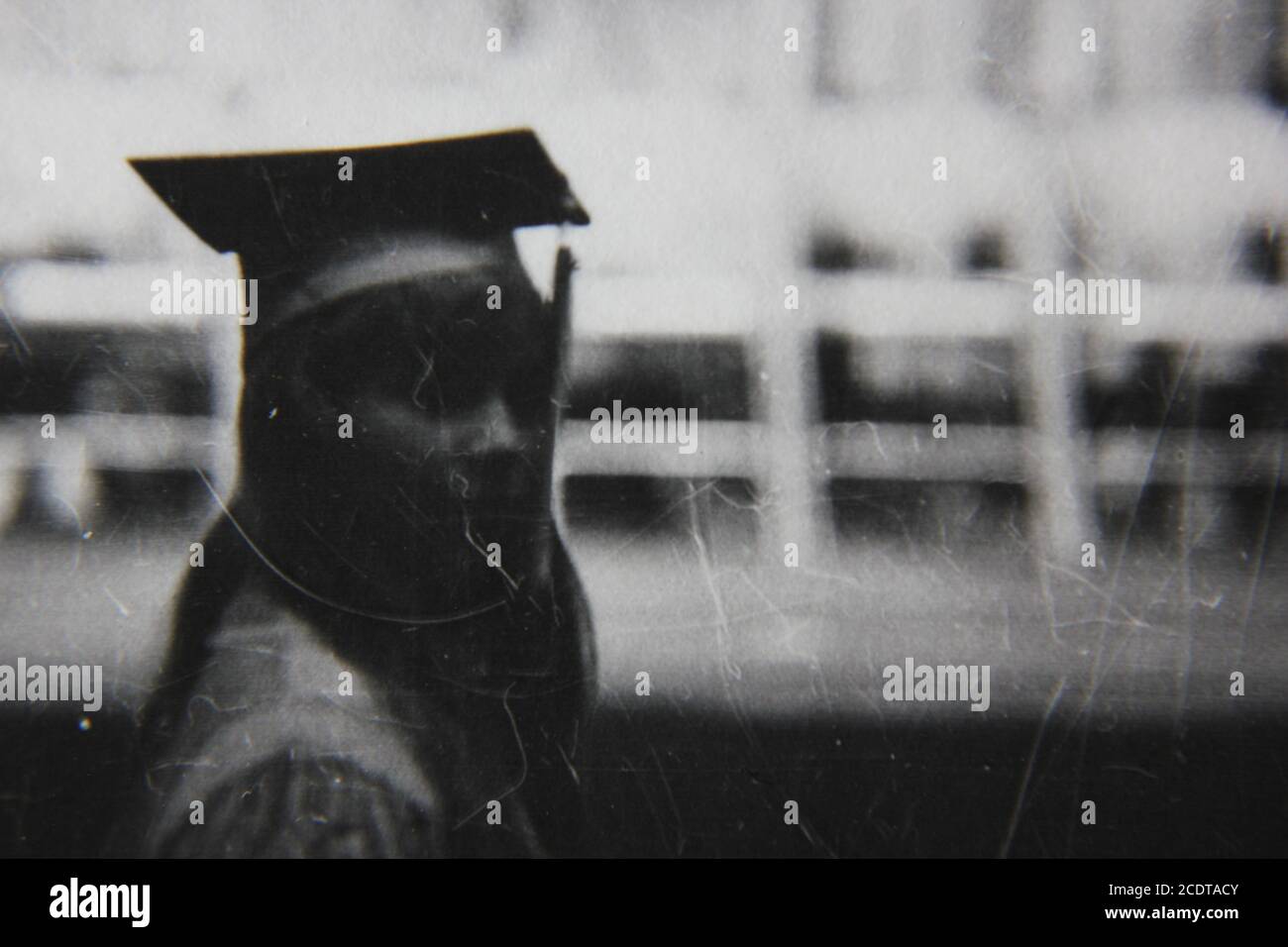Fine 1970s vintage black and white photography of a commencement ...