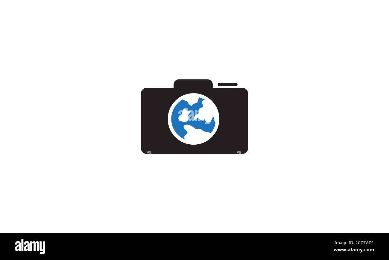 camera or shutter or photography with earth or world logo design Stock ...