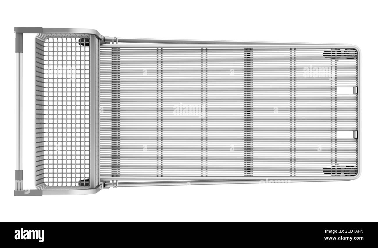 top view of empty large shopping cart isolated on white background ...