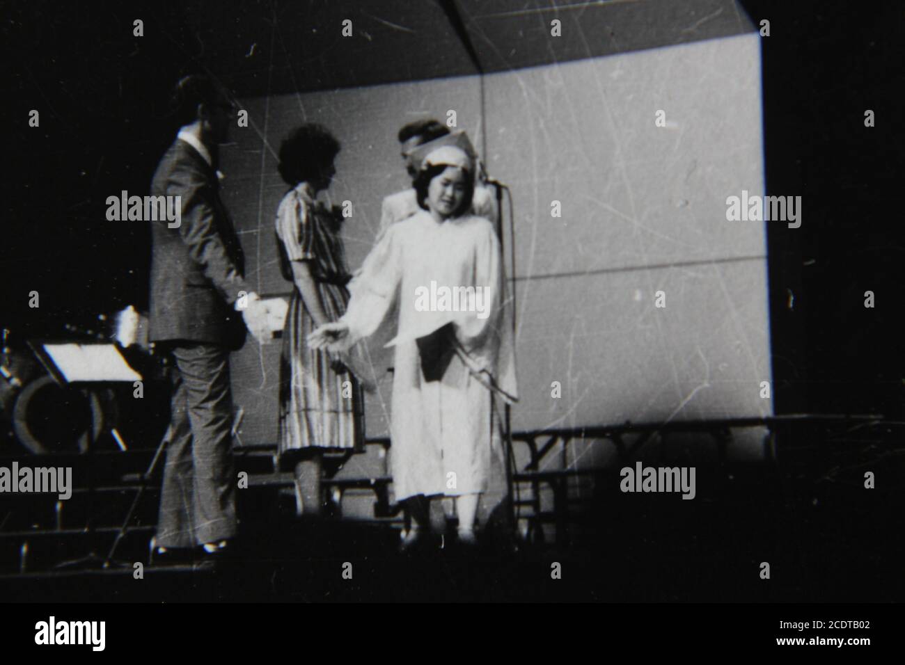 Fine 1970s vintage black and white photography of a commencement ...