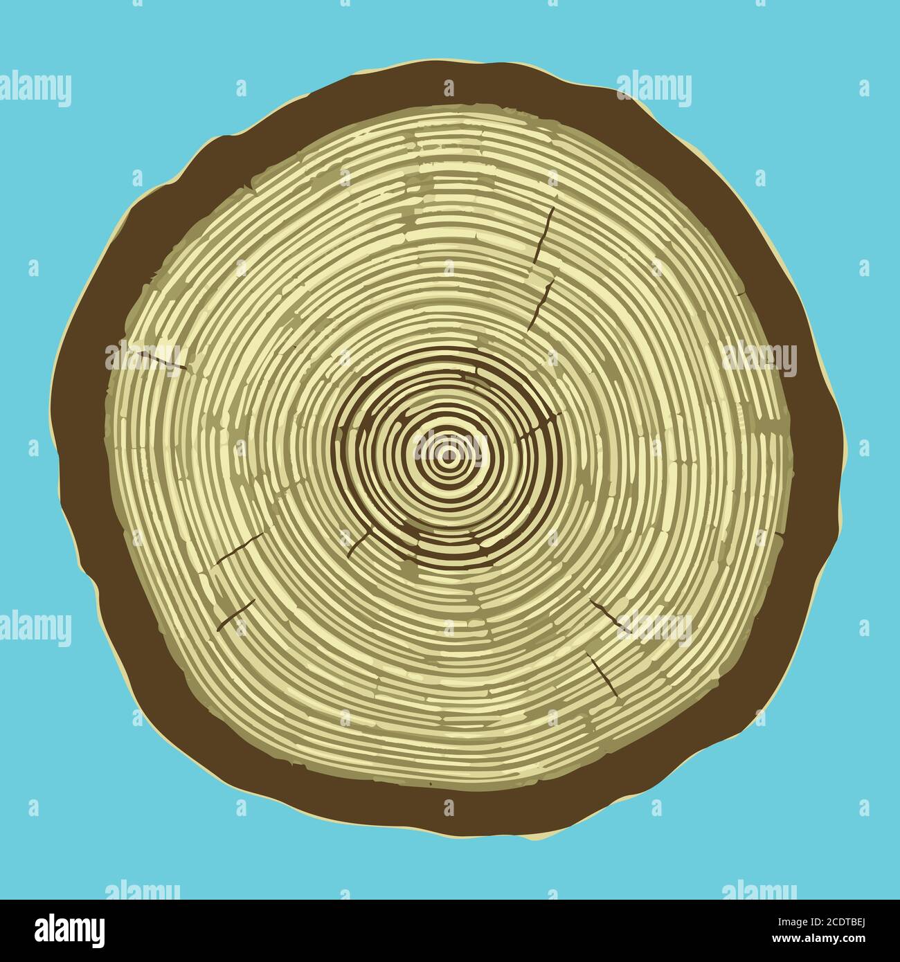 Cross section of tree stump isolated on blue background, Eps 10 ...