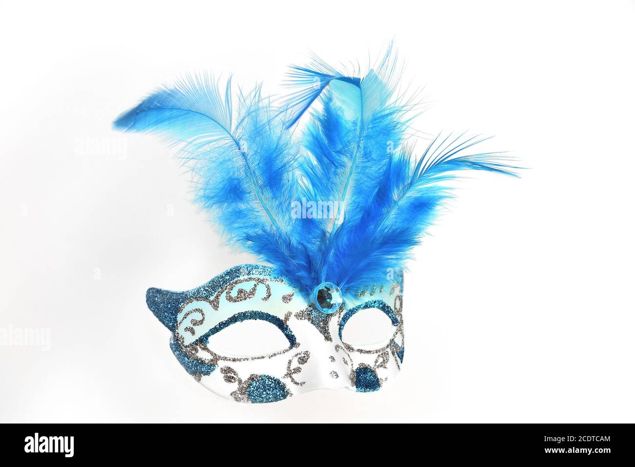 Elegant ladies' masquerade mask with feathers isolated on white Stock ...