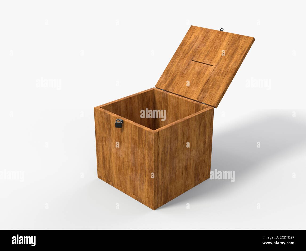 old style voting box with padlock. 3D illustration, suitable for ...