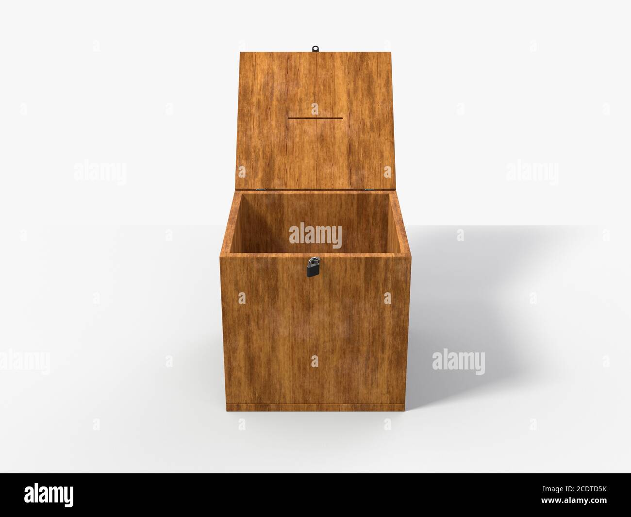 old style voting box with padlock. 3D illustration, suitable for ...