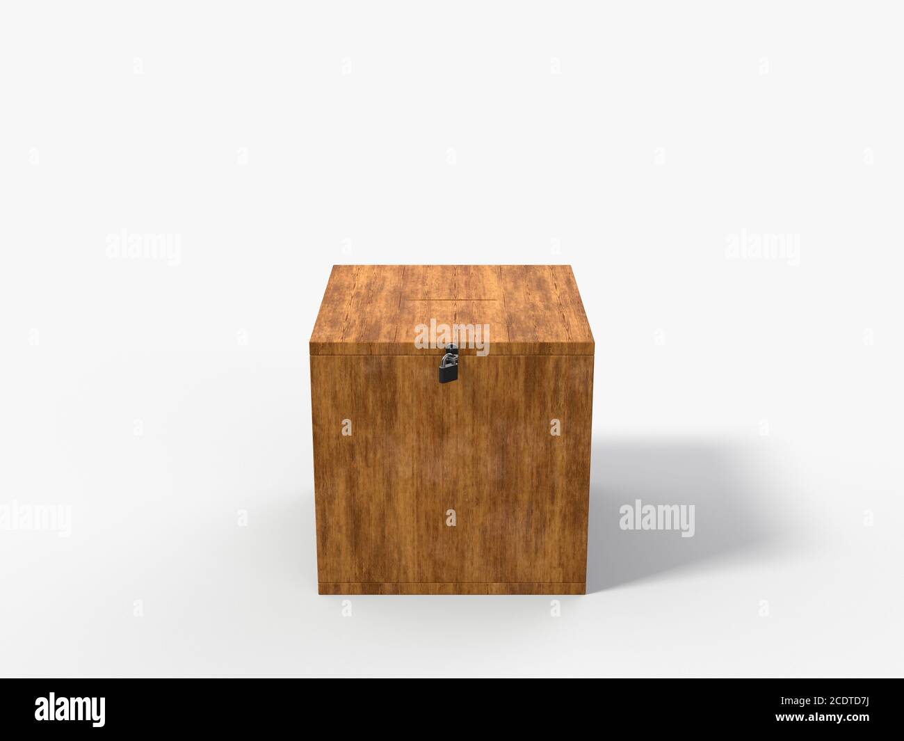 old style voting box with padlock. 3D illustration, suitable for ...