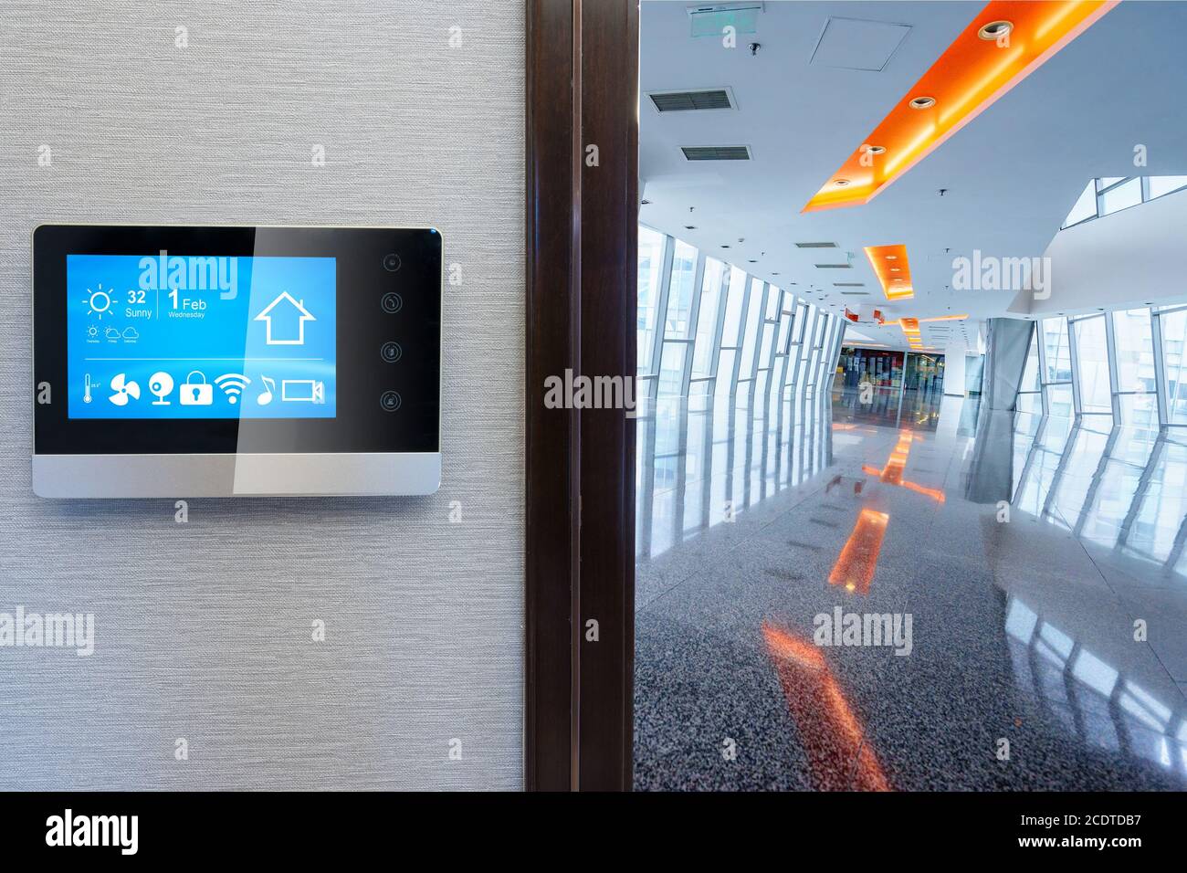 smart screen with smart home with modern corridor Stock Photo - Alamy