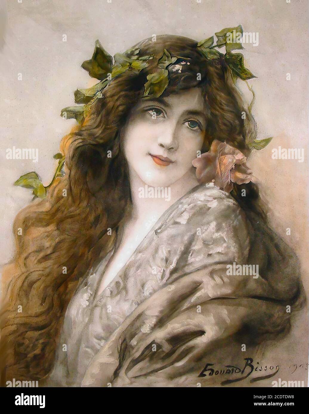 Bisson Edouard - Female Portrait 2 - French School - 19th Century Stock ...