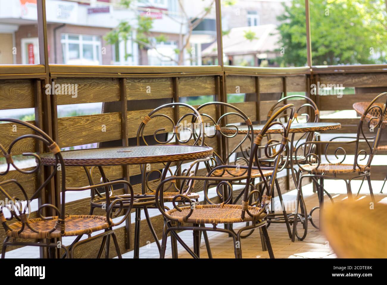 Cafe terrace chairs hi-res stock photography and images - Alamy