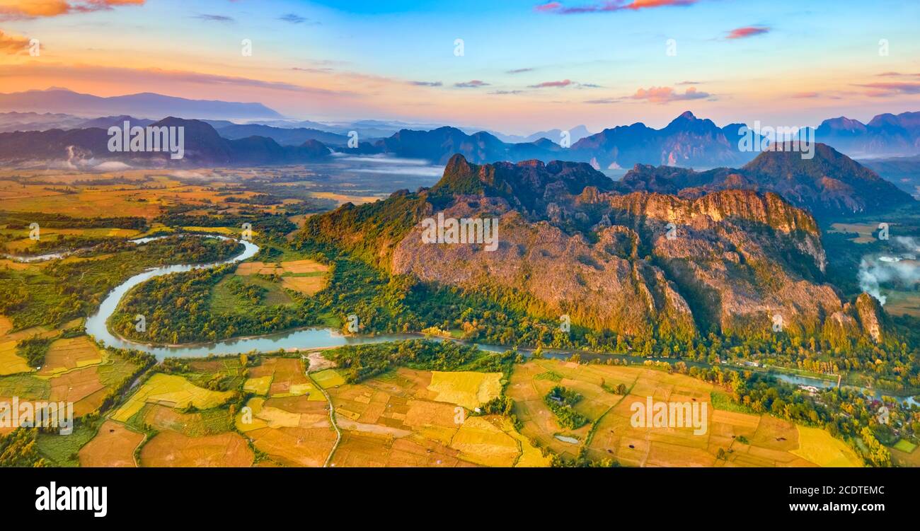 Laos aerial landscape view hi-res stock photography and images - Alamy