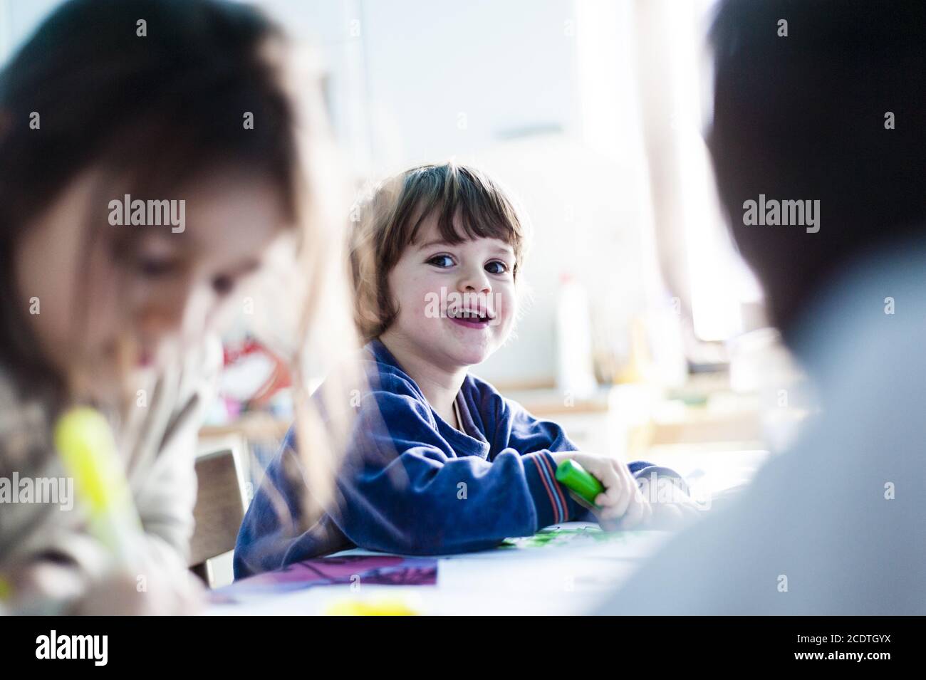 children color and draw and cut out drawings made by them Stock Photo ...