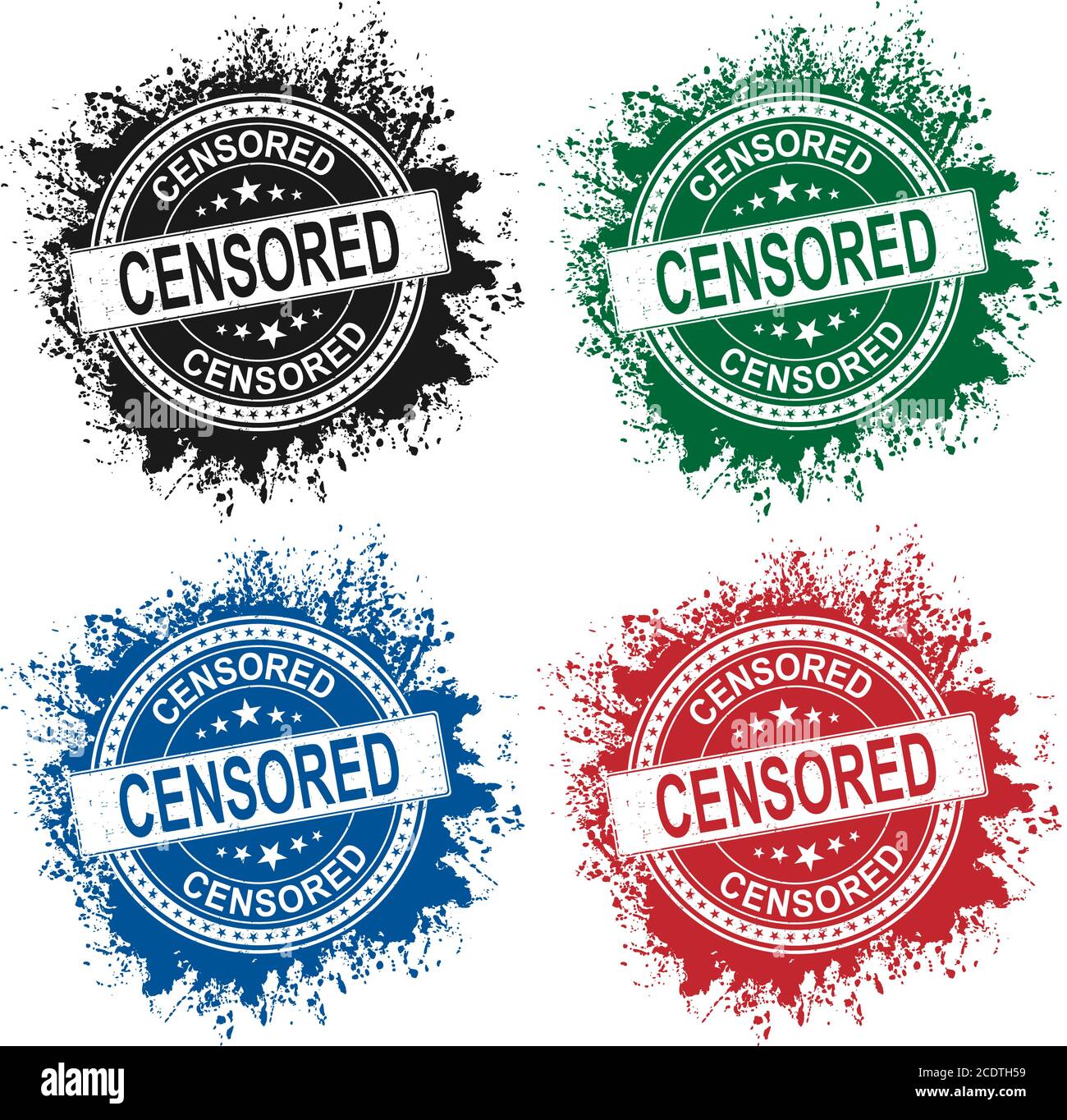 color grunge rubber stamp set with the word censored inside Stock ...
