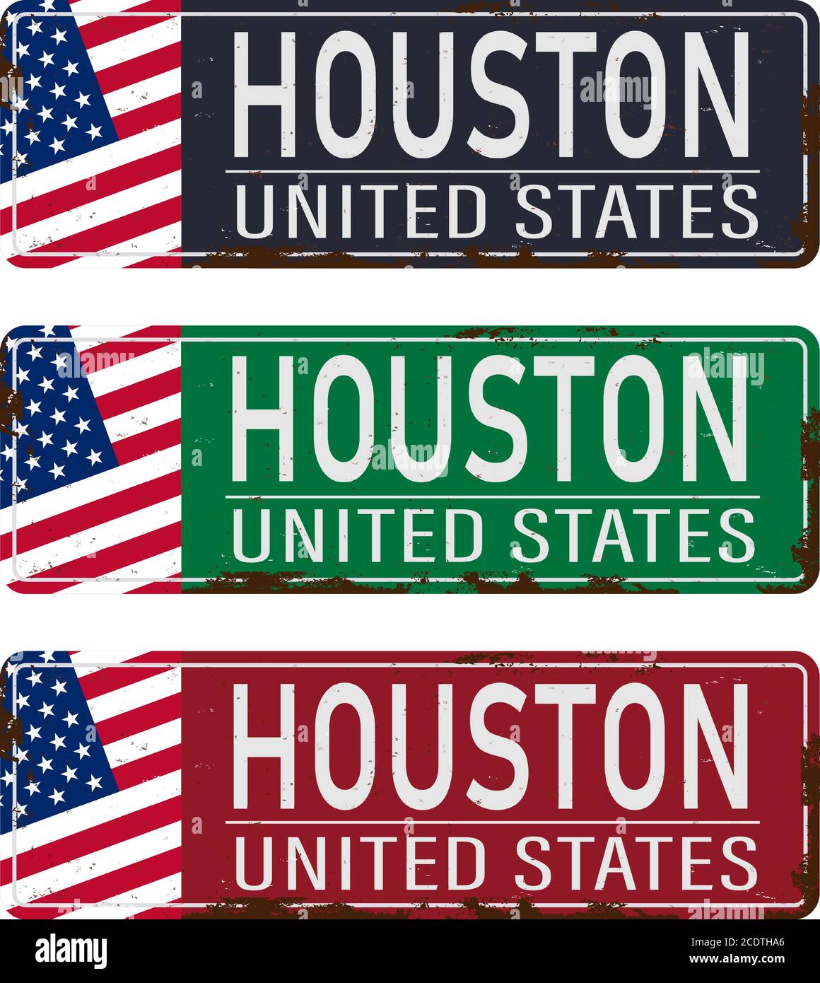 Houston , Alaska , road sign set vector illustration, road table, USA ...
