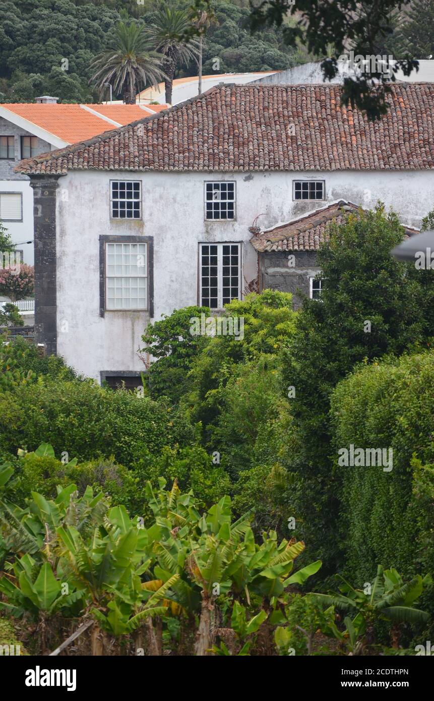 The small, but rich in history city of Horta in Faial island, Azores ...