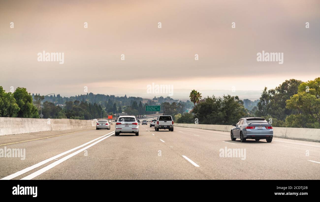 Aug 22, 2020 Sunol / CA / USA - Smoke cloud created by the LNU, CZU and ...
