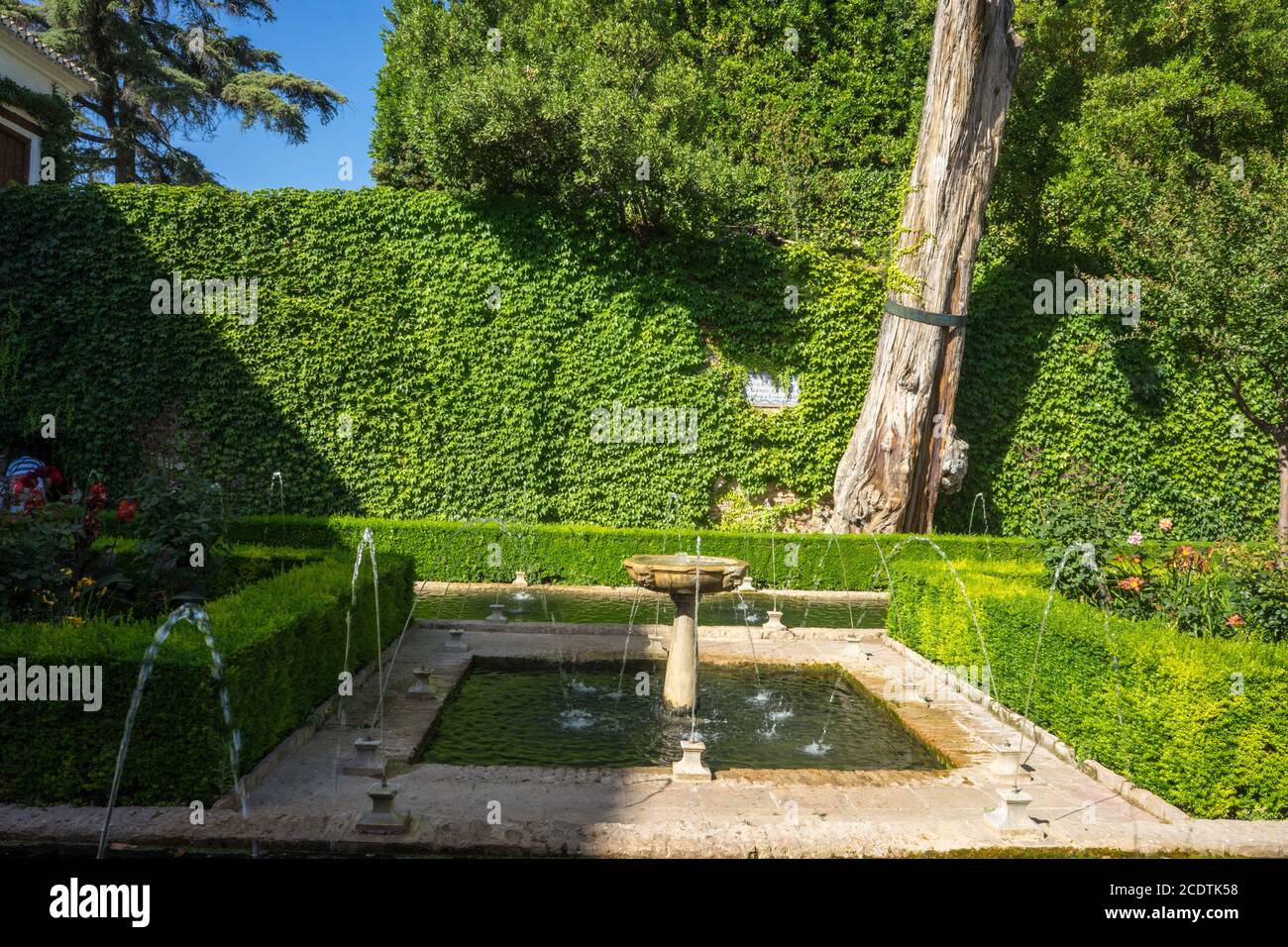 Cool Water fountain in the Alhambra in Granada, Spain, Europe Stock ...