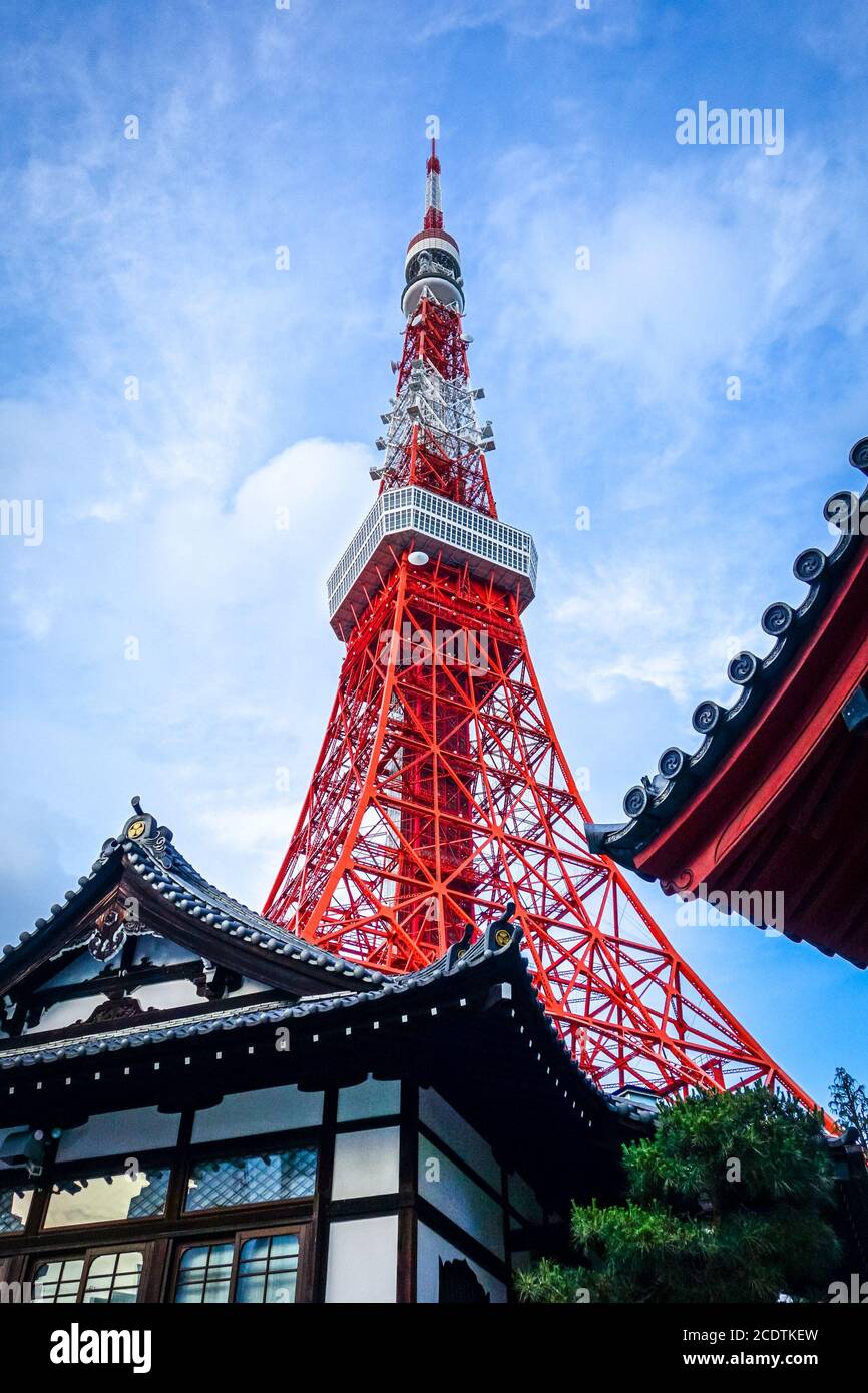 Tokyo tower and traditional temple, Japan Stock Photo - Alamy