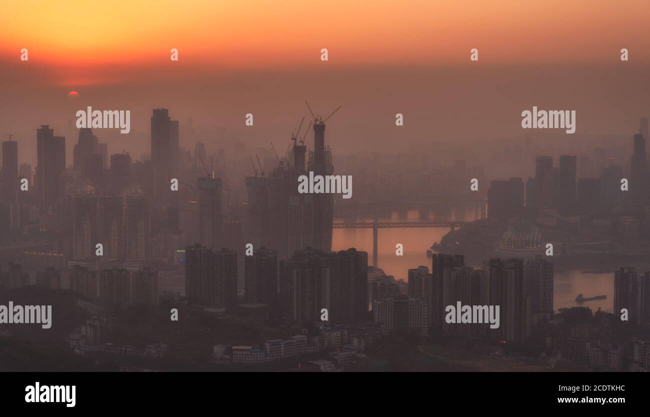chongqing city skyline at sunset Stock Photo - Alamy