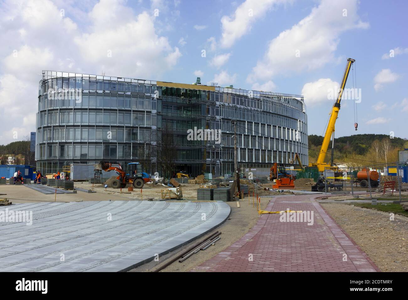 Panorama of big modern building construction of the city high-rise ...