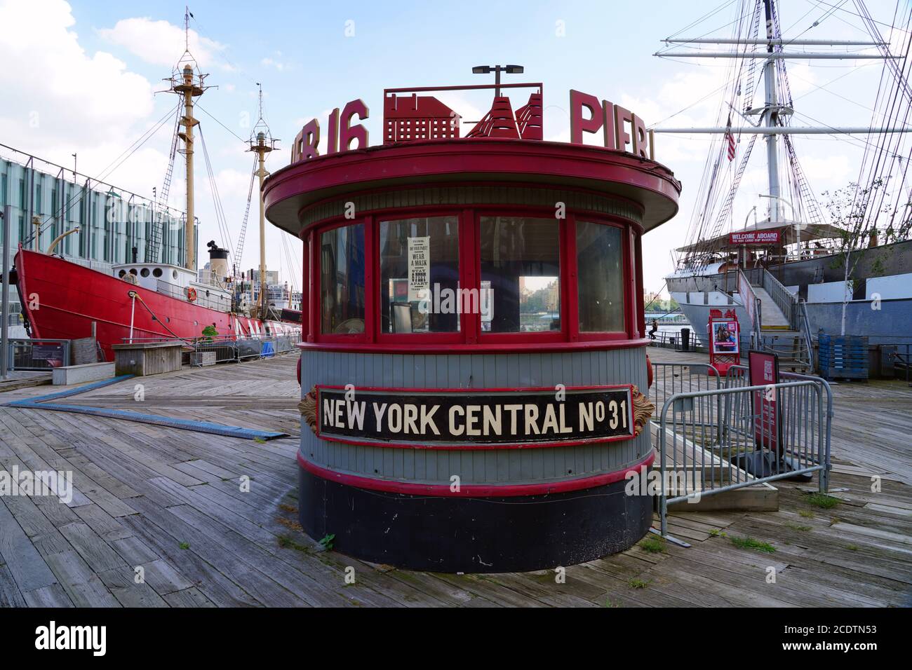 NEW YORK CITY, NY -22 AUG 2020- View of tall ships at Pier 16 in South ...